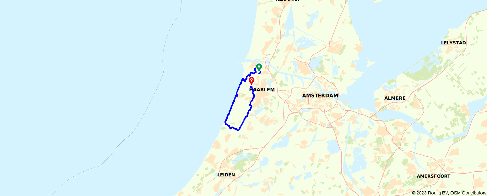 Fietsroute 611538: rondje ijmuiden - zandvoort-