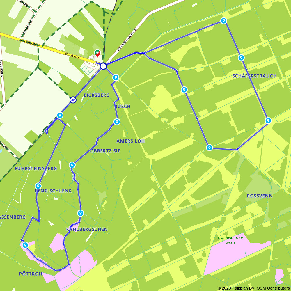 Eight through the Brachter Wald - Beesel - Hiking route | Route.nl