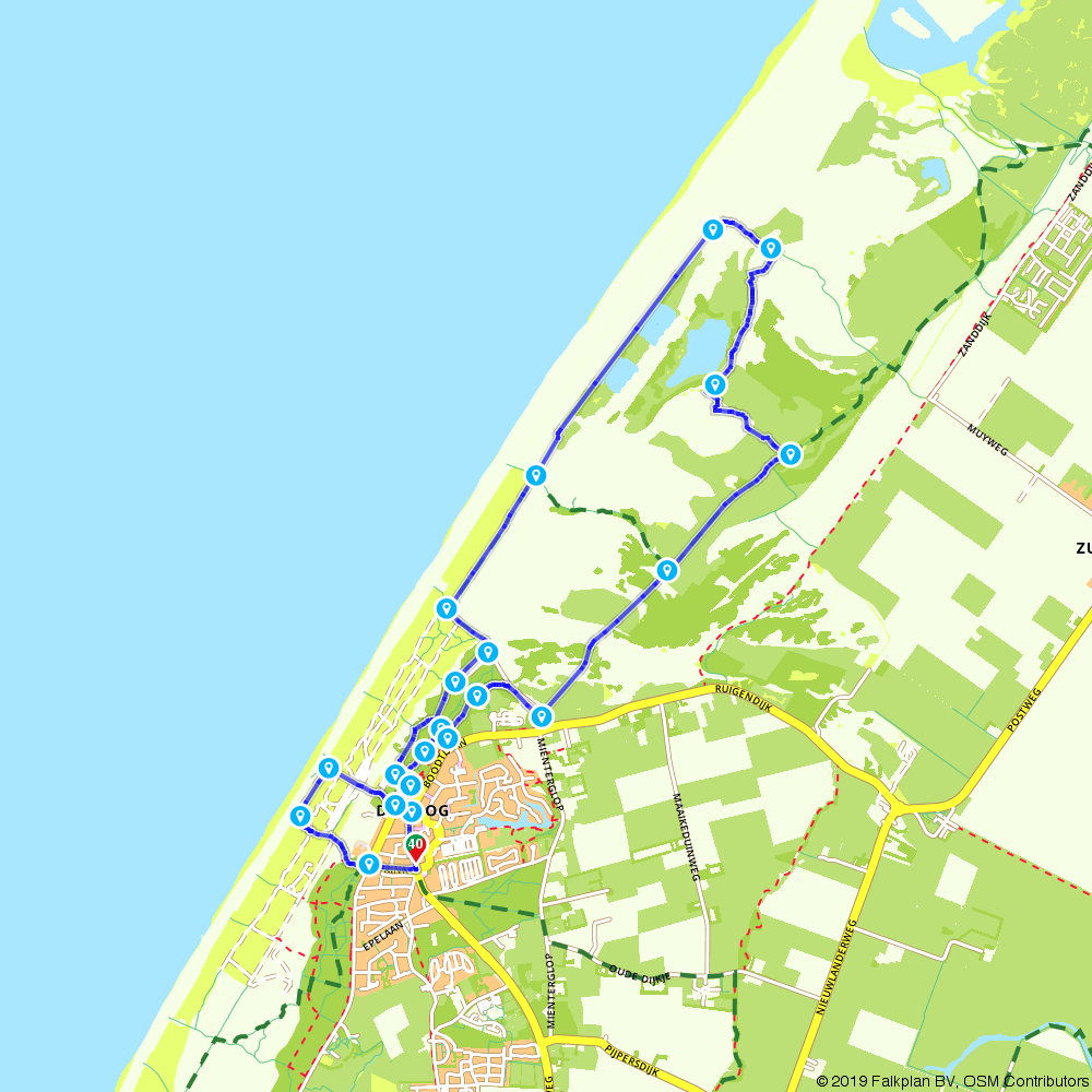 Walking through De Muy from De Koog - Texel - Hiking route | Route.nl