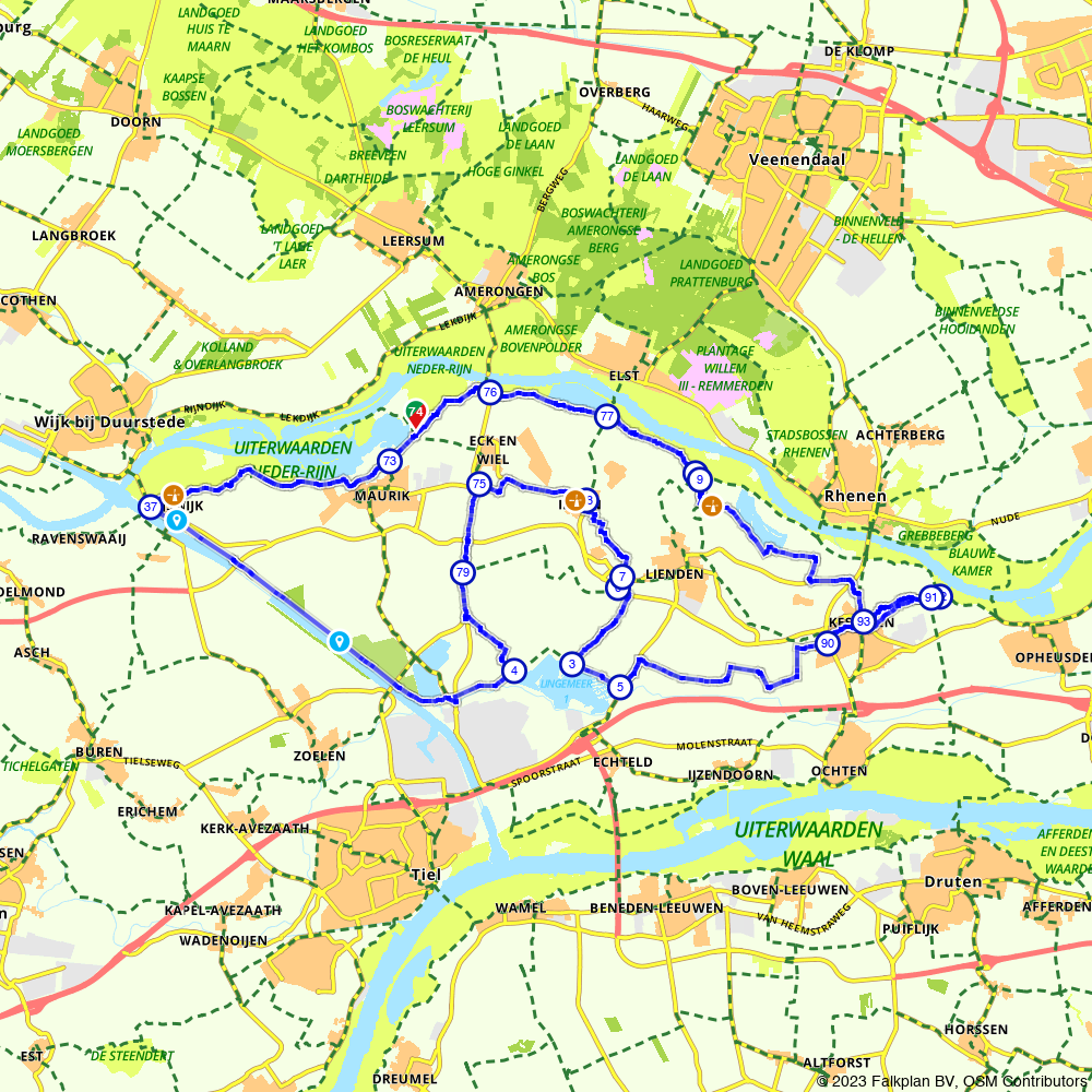 Fietsen door de uiterwaarden van de Rijn - Buren - Fietsroute | Route.nl