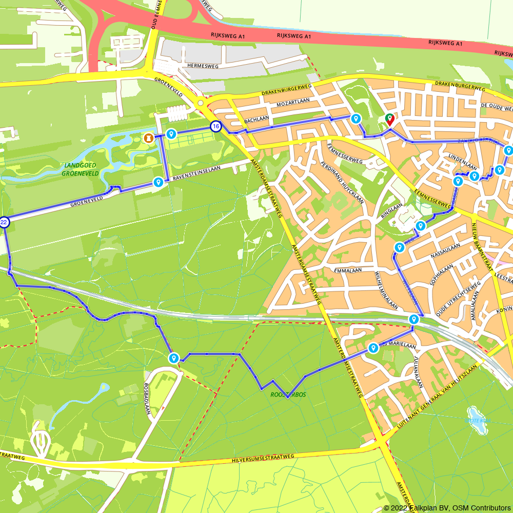 Tour of Baarn and Groeneveld Castle - Baarn - Hiking route | Route.nl