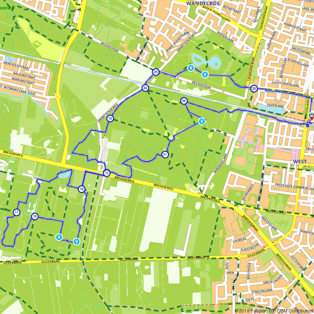 tilburg warande - Tilburg - Hiking route | Route.nl