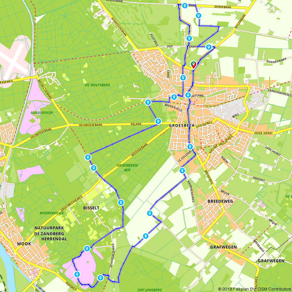 Walking route Groesbeek 17.5 km - Berg en Dal - Hiking route | Route.nl