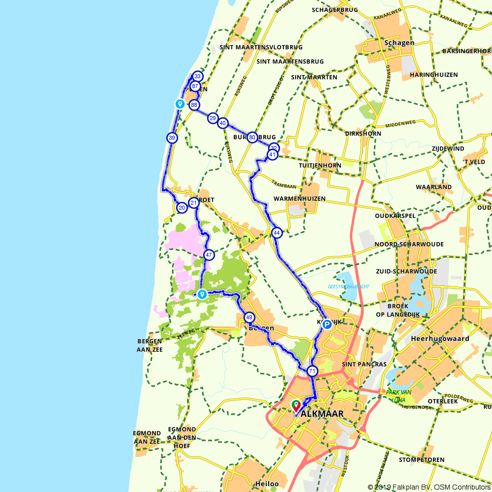 Tour of Alkmaar via Bergen and Petten - Alkmaar - Cycling route | Route.nl
