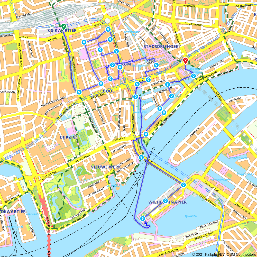 Route through Rotterdam Hotspots - Rotterdam - Hiking route | Route.nl