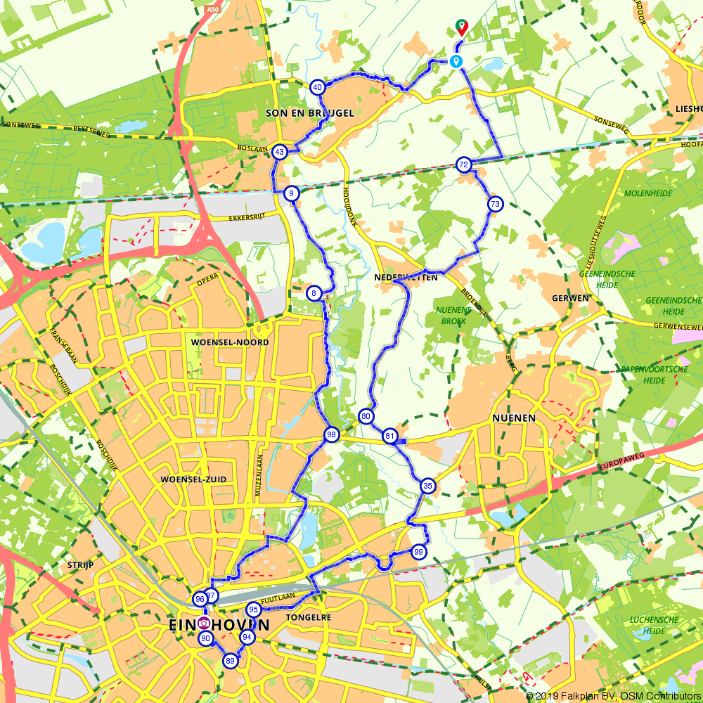 Naar het philips museum - Nuenen c.a. - Fietsroute | Route.nl