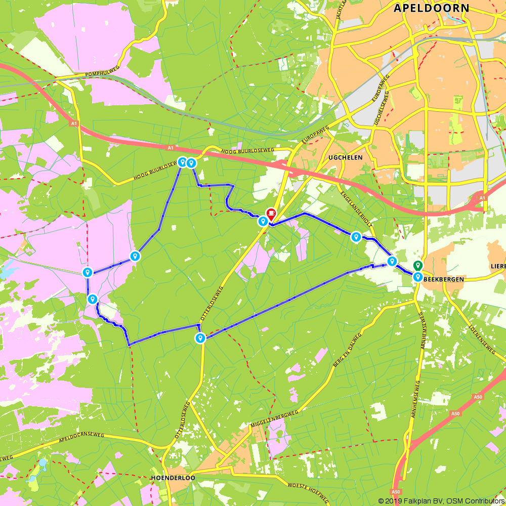 Route from Beekbergen - Apeldoorn - Hiking route | Route.nl