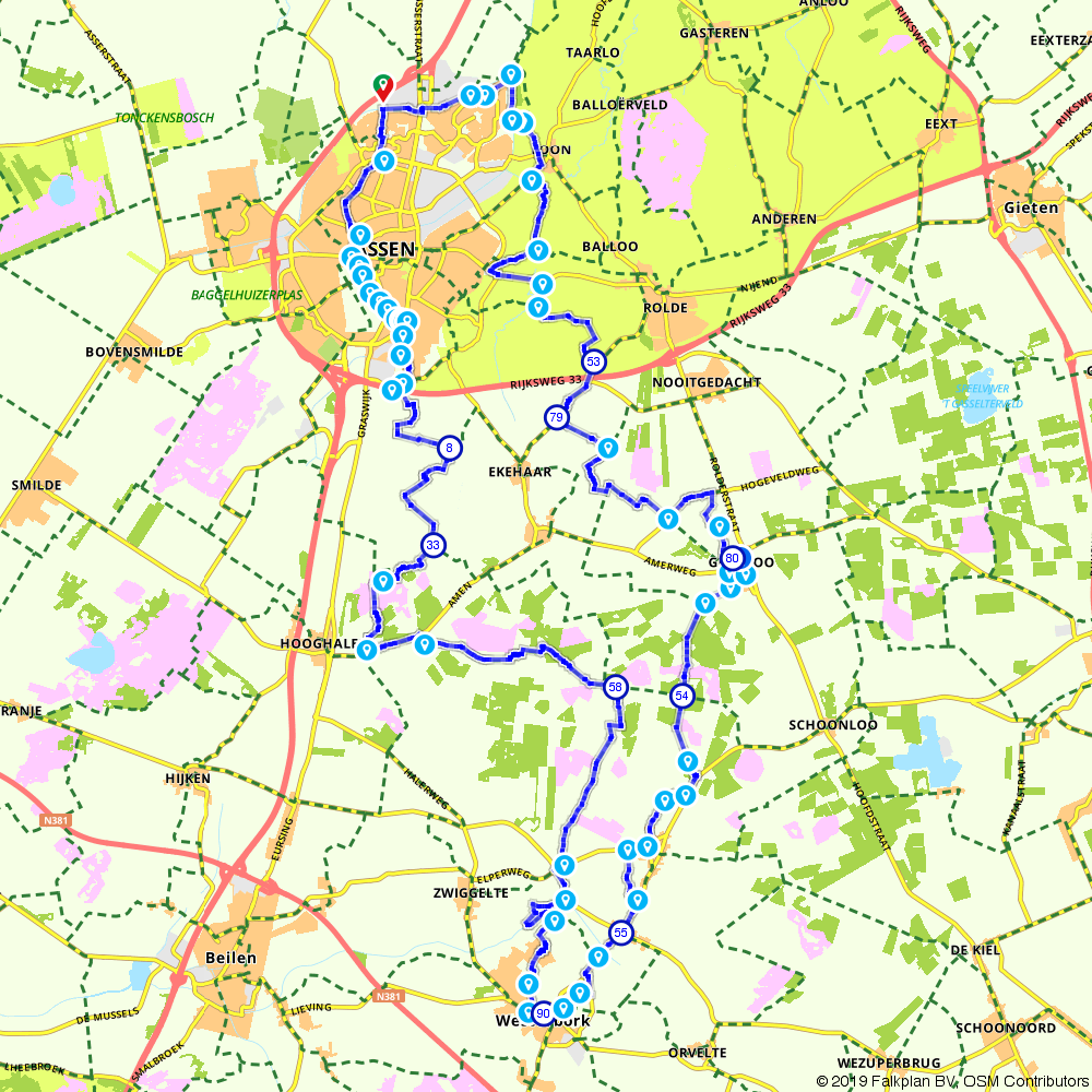 Cycling route Assen, Westerbork - Assen - Cycling route | Route.nl