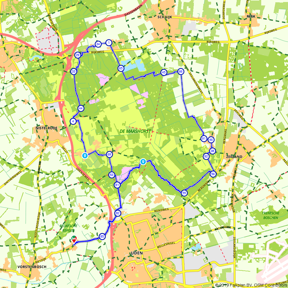 De route vrije teugel - Uden - Fietsroute | Route.nl