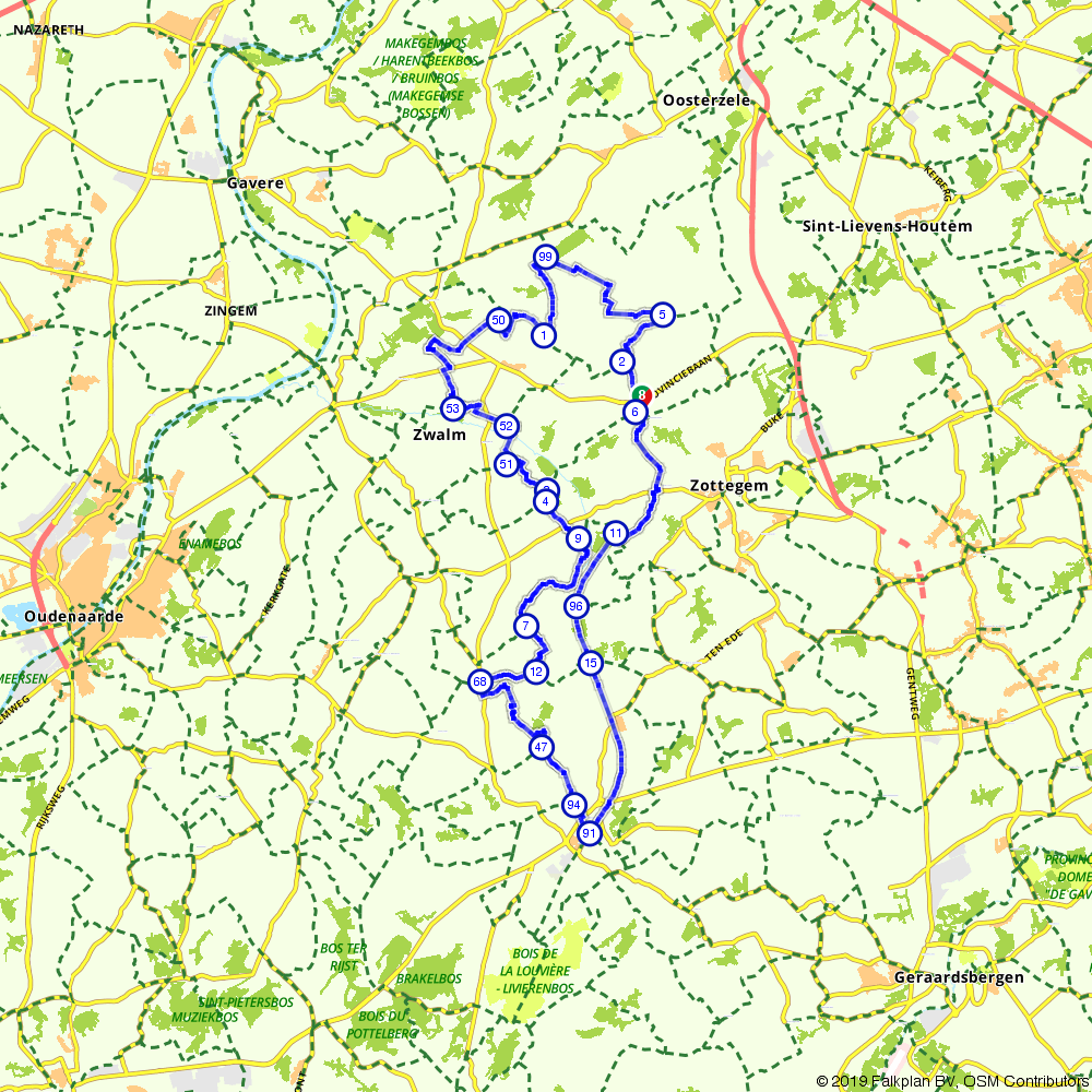 Zwalm region - Zottegem - Cycling route | Route.nl