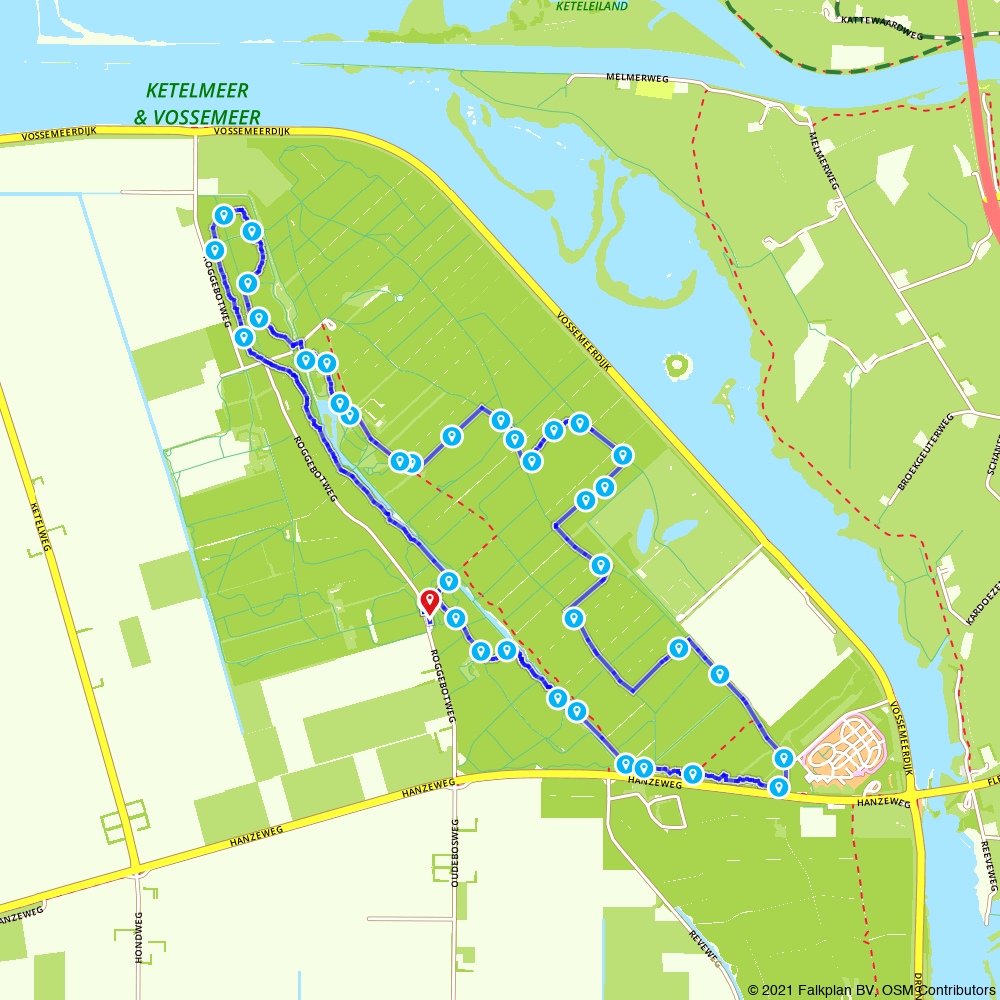 Route through Roggebotbos - Dronten - Hiking route | Route.nl
