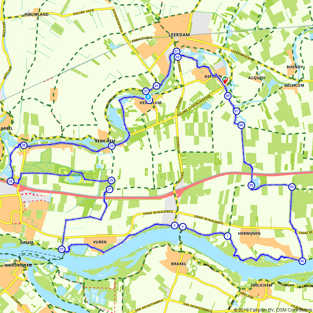 Linge waal - West Betuwe - Fietsroute | Route.nl