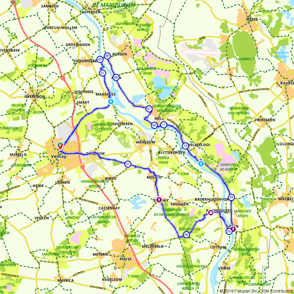 Venray Maas area - Venray - Cycling route | Route.nl