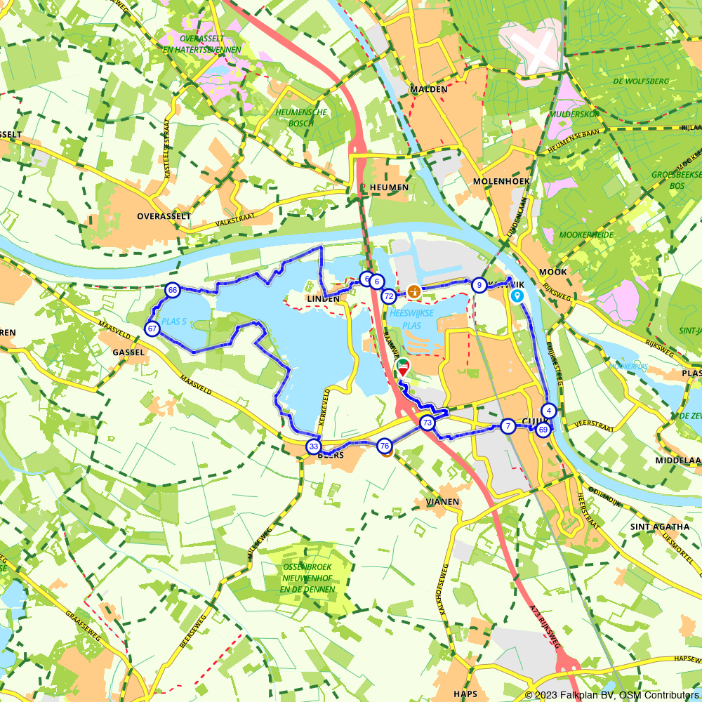 Tour of Kraaijenbergse Plassen - Cuijk - Cycling route | Route.nl