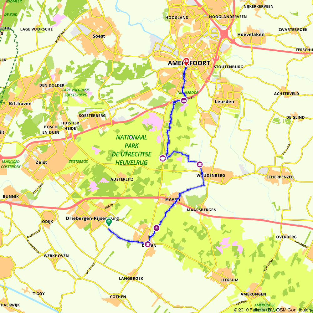 Driebergen Amersfoort - Utrechtse Heuvelrug - Hiking route | Route.nl