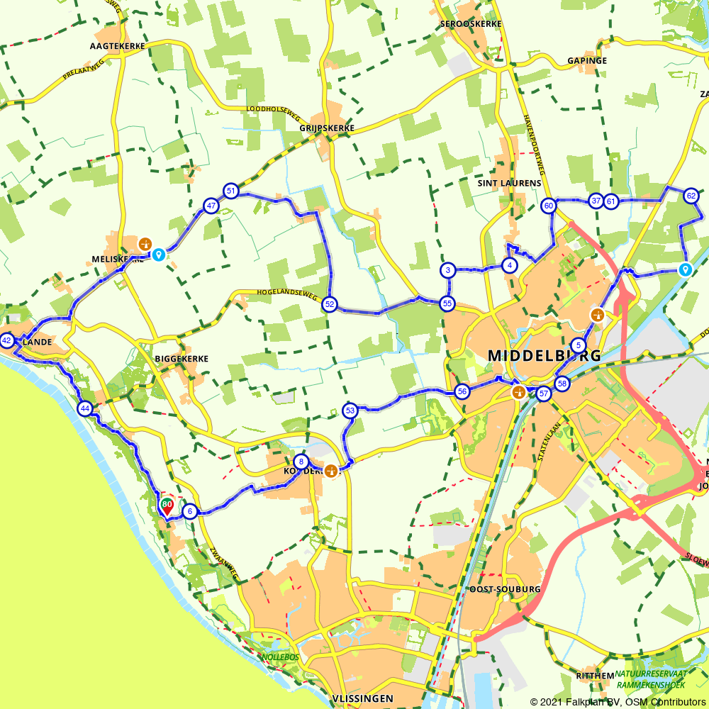 Tour of Biggekerke, Zoutelande and Middelburg - Veere - Cycling route ...