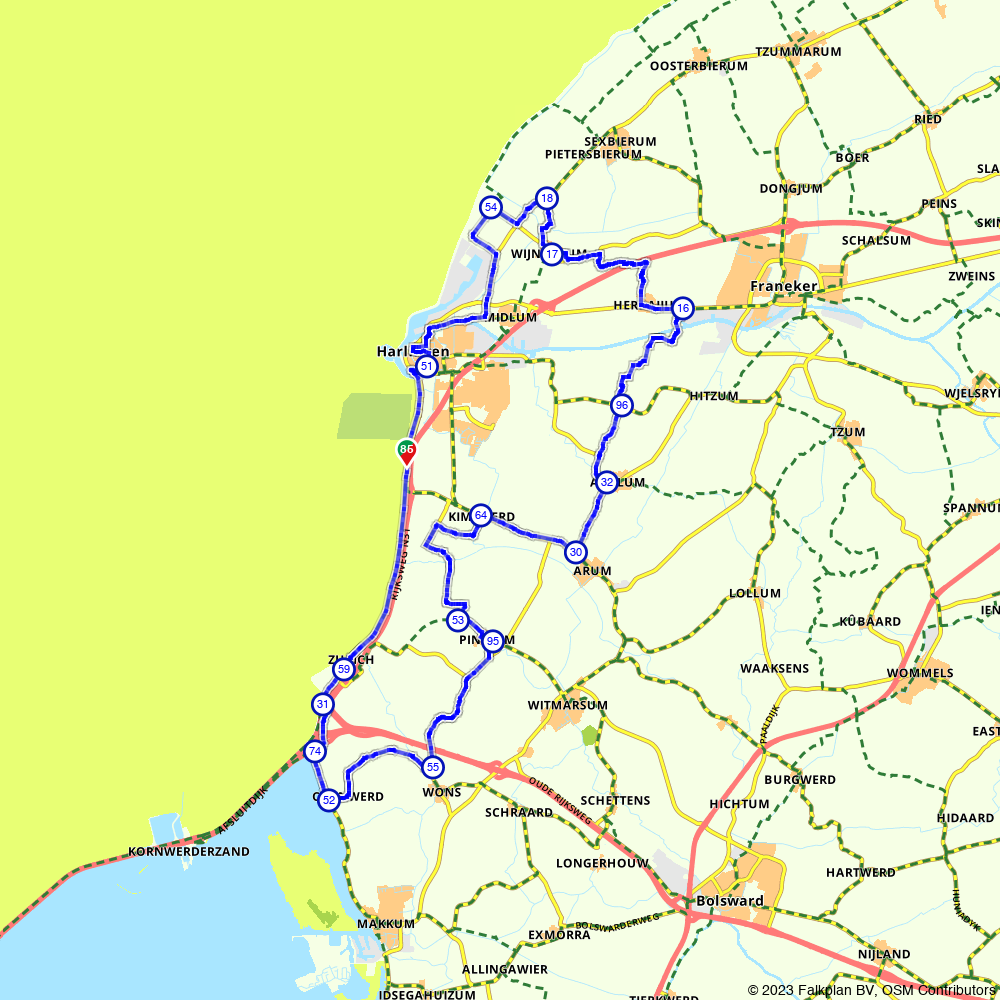 Harlingen, Wons and Wijnaldum - Harlingen - Cycling route | Route.nl