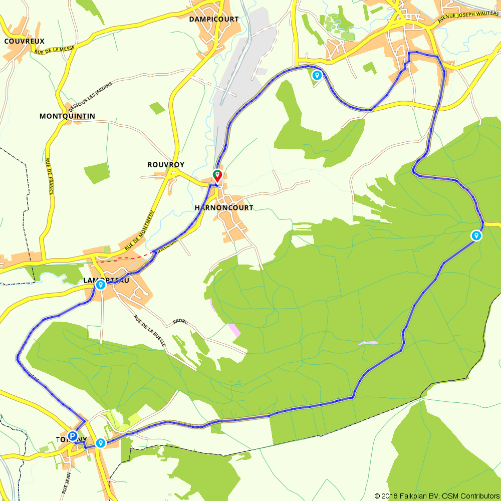 By bike from Harnoncourt to Torgny - Rouvroy - Cycling route | Route.nl