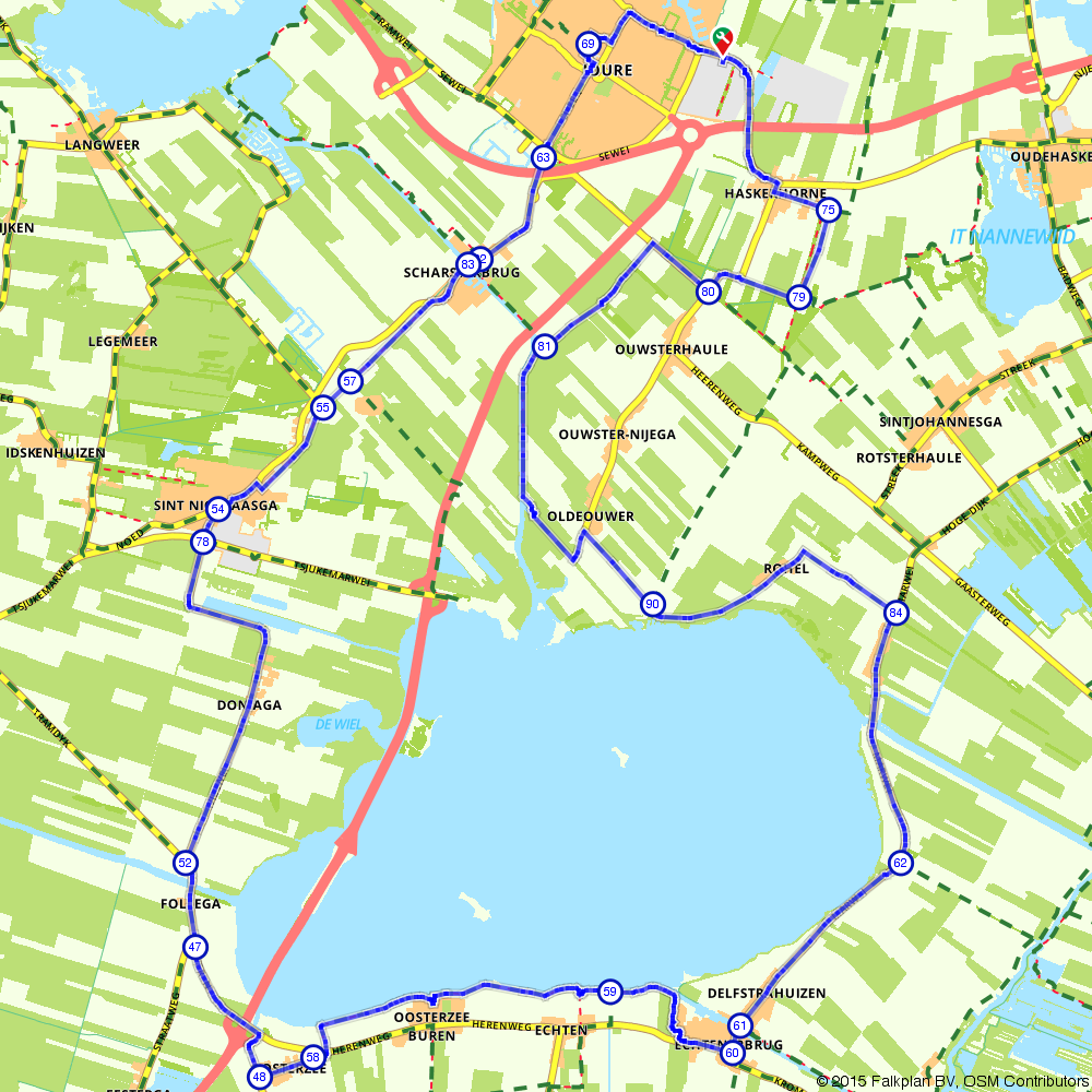 Joure, Sint Nicolaasga and Delfstrahuizen - De Fryske Marren - Cycling ...