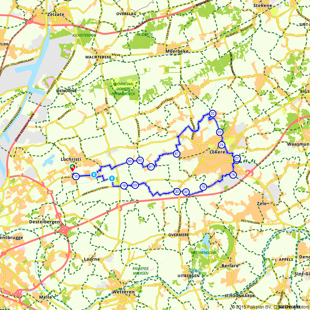 Lochristi, Lokeren and Oudebos - Lochristi - Cycling route | Route.nl