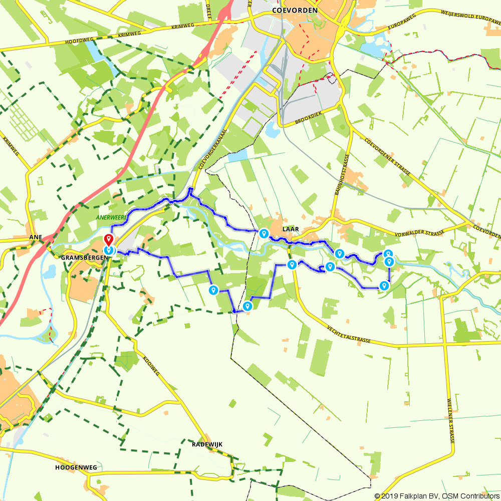 Route Gramsbergen, Laar - Hardenberg - Hiking route | Route.nl