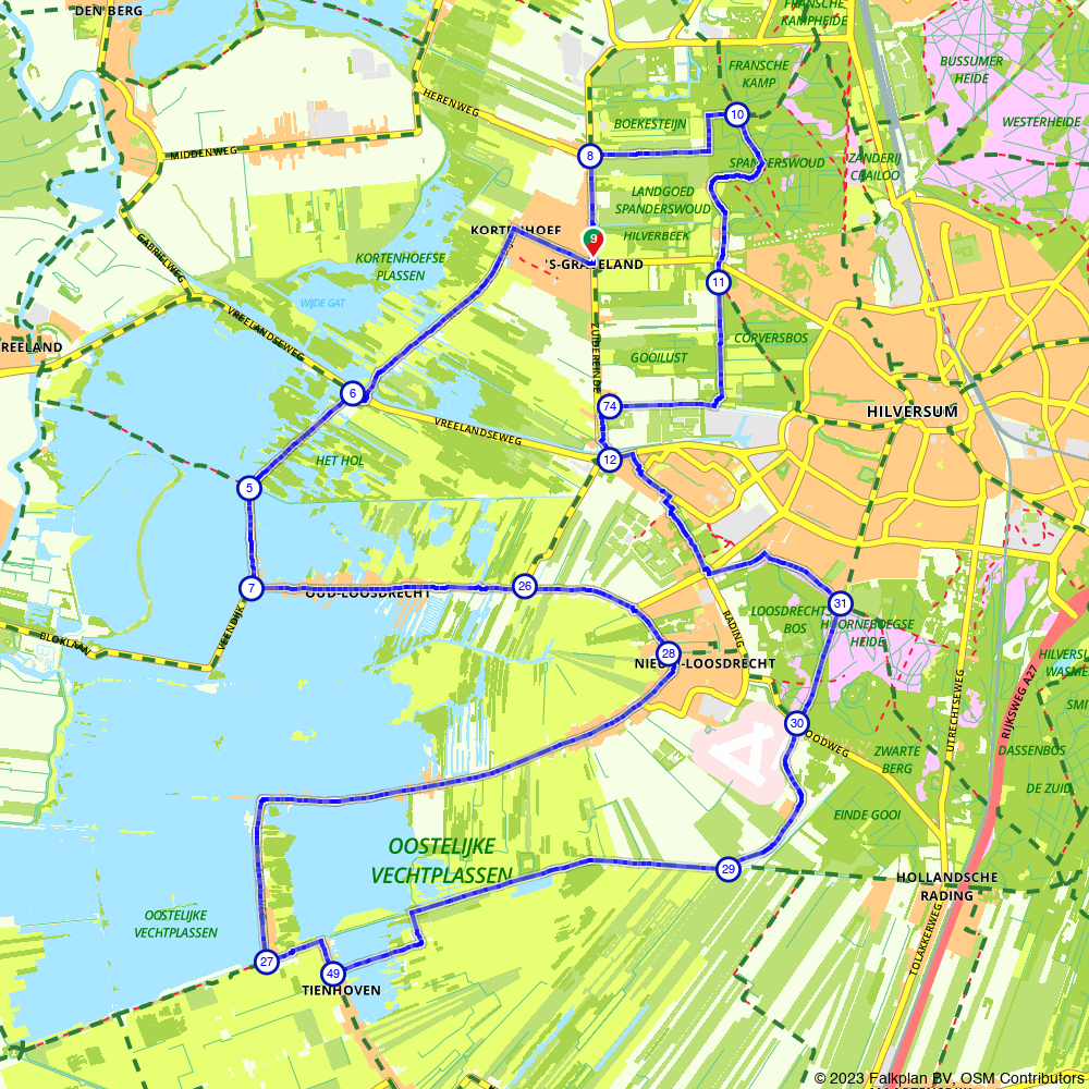 Ankeveen, Nieuw Loosdrecht en Hilversum - - Fietsroute | Route.nl