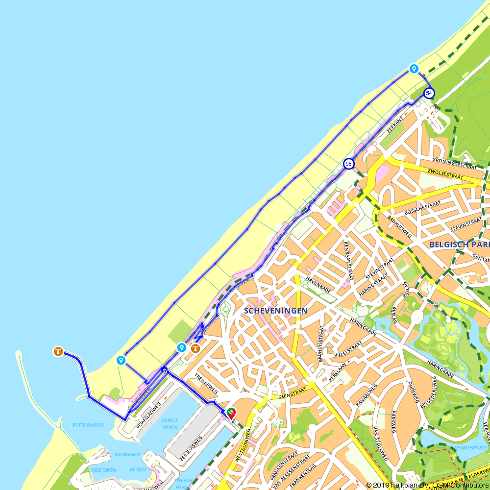 1253546 Lighthouse route on the beach of Scheveningen