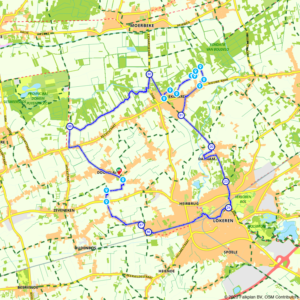Urban Route 27.5 Km - Lokeren - Cycling route | Route.nl