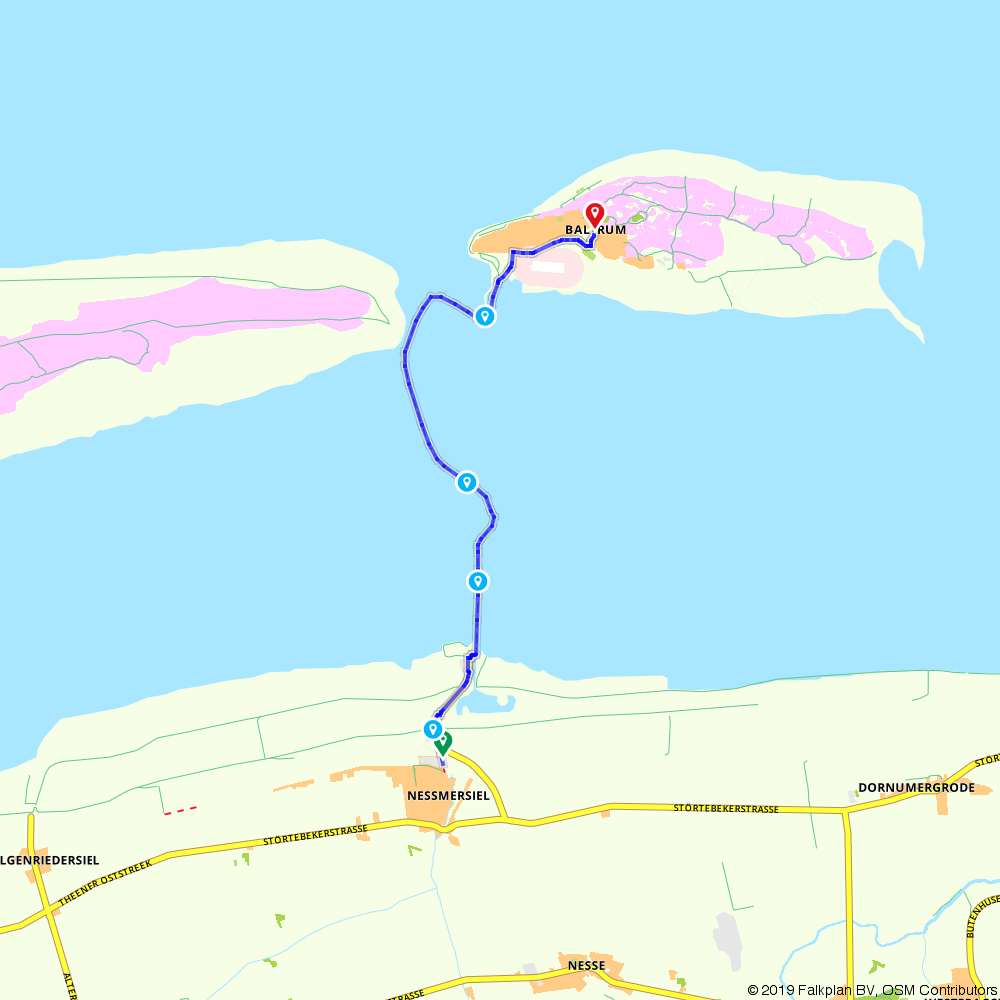 Wattwanderung von Nessmersiel zur Insel Baltrum - Dornum - Hiking route ...