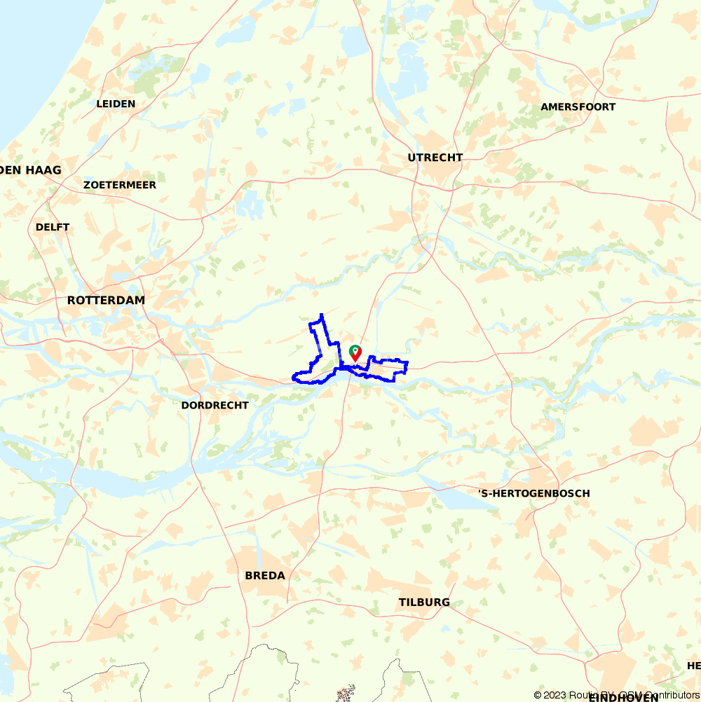 Cycling route Gorinchem: Nature Center and Fort Vuren - Gorinchem ...