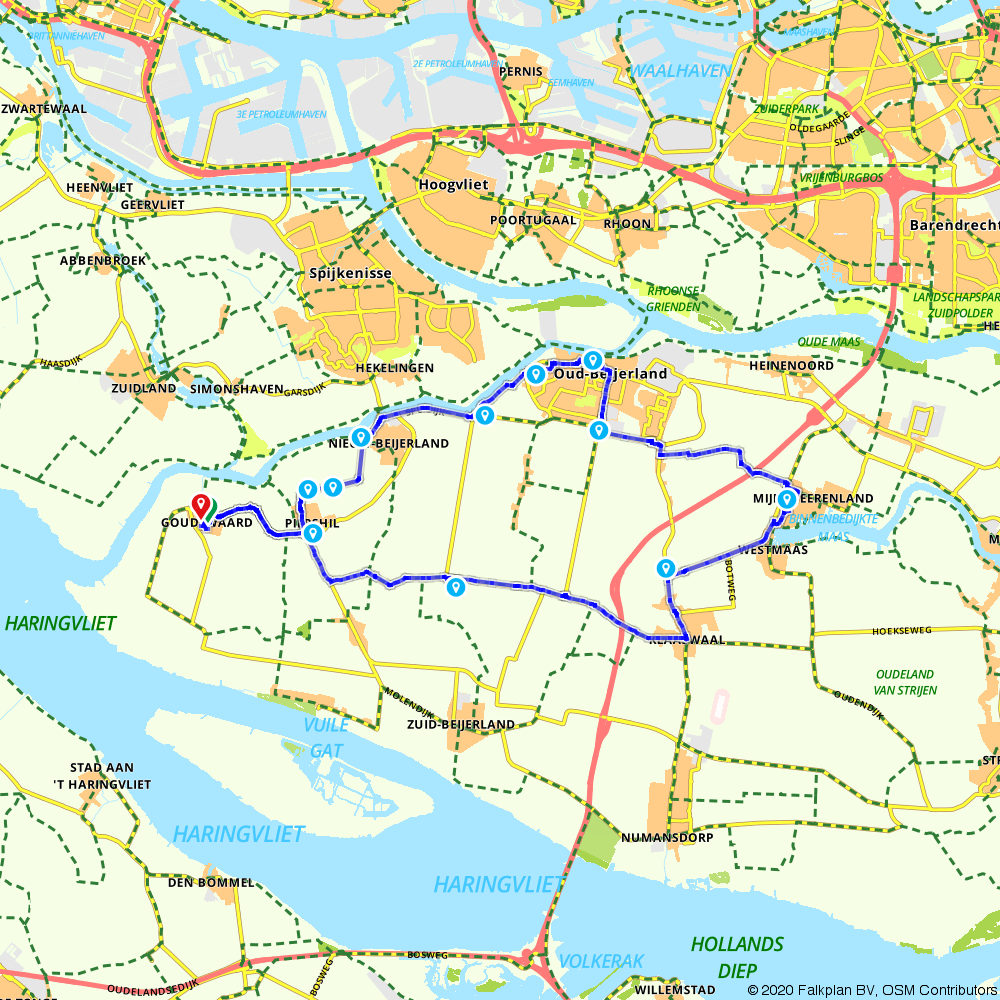 Goudswaard Mijnsherenland and back - Hoeksche Waard - Cycling route ...