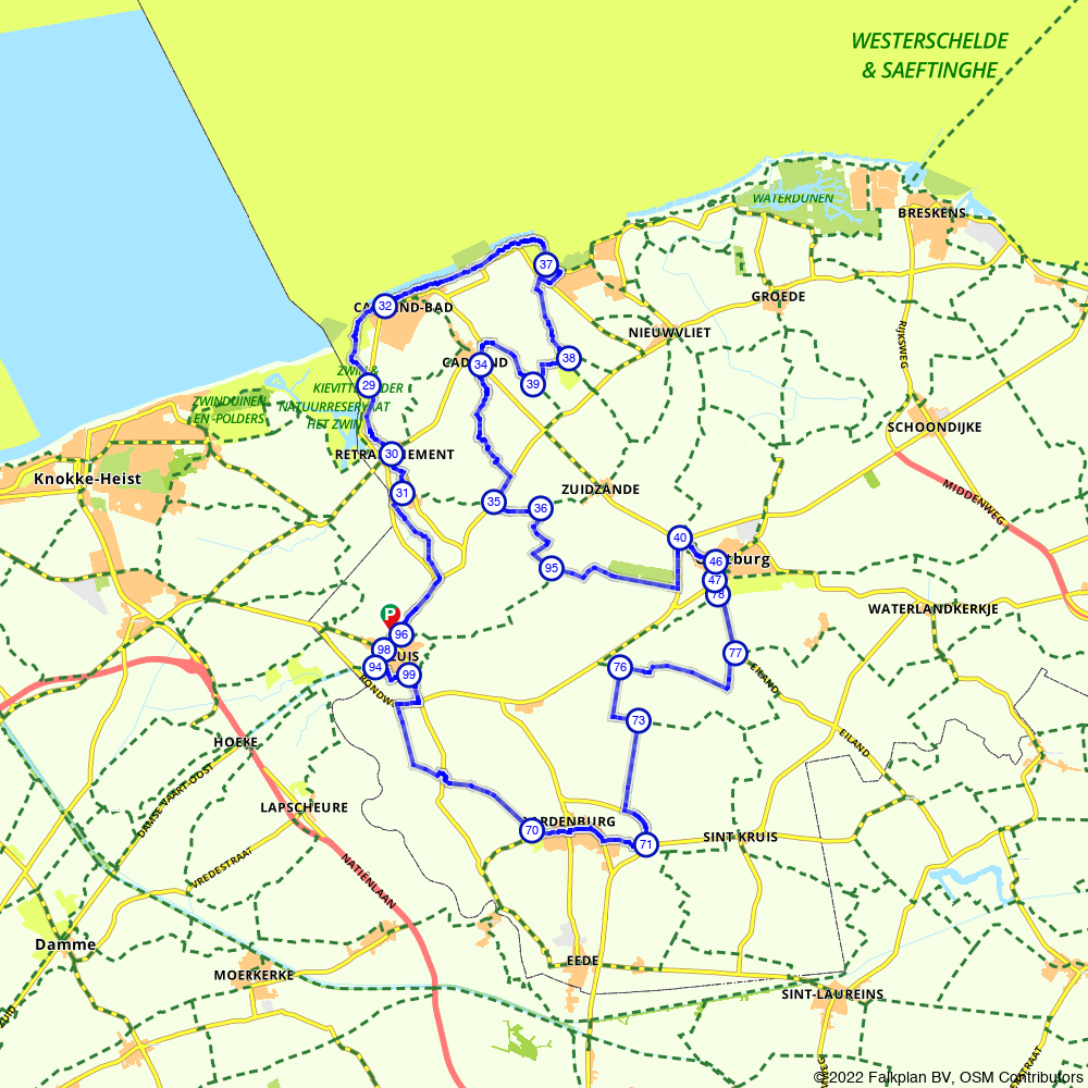 Tour of Sluis, Oostburg and Cadzand-Bad - Sluis - Cycling route | Route.nl