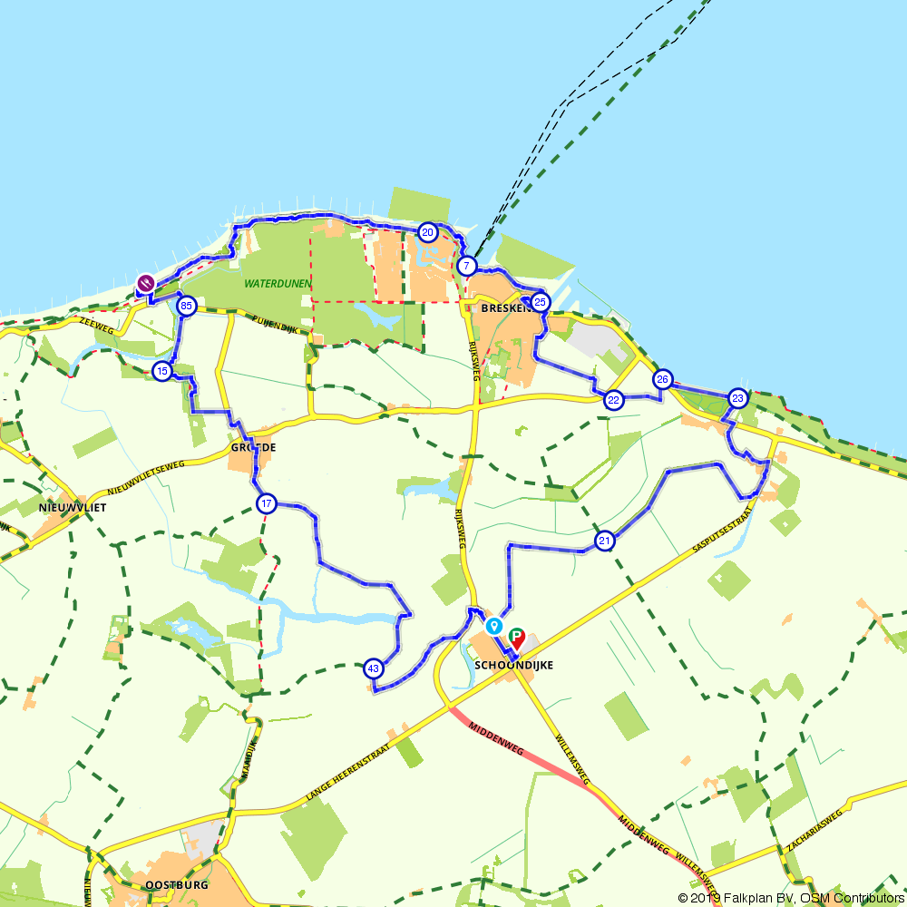 Tour of Breskens, Schoondijke and Groede - Sluis - Cycling route | Route.nl