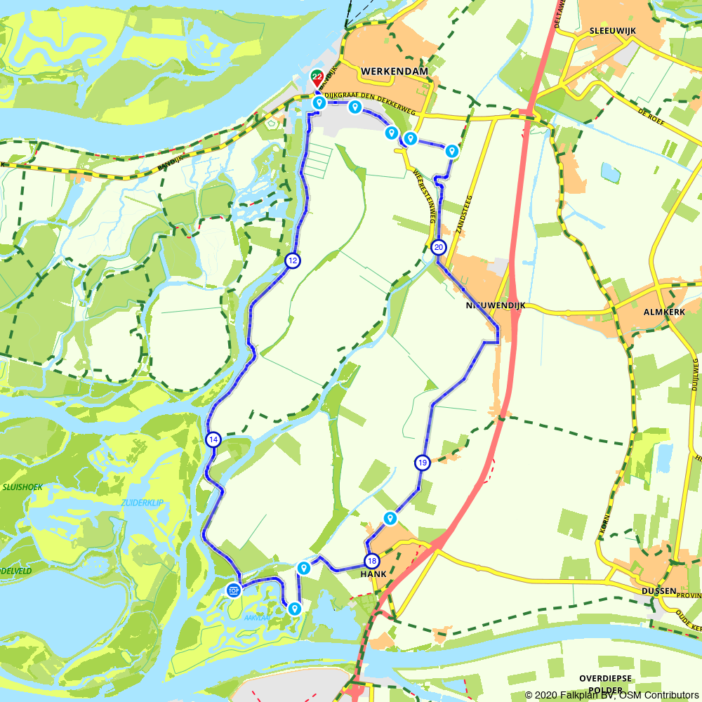 Biesbosch Hank 25km - Altena - Fietsroute | Route.nl