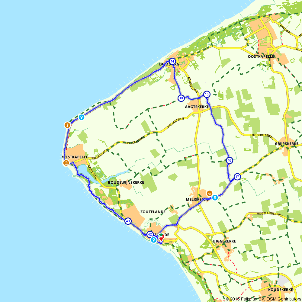 Zoutelande, Westkapelle en Domburg - Veere - Fietsroute | Route.nl