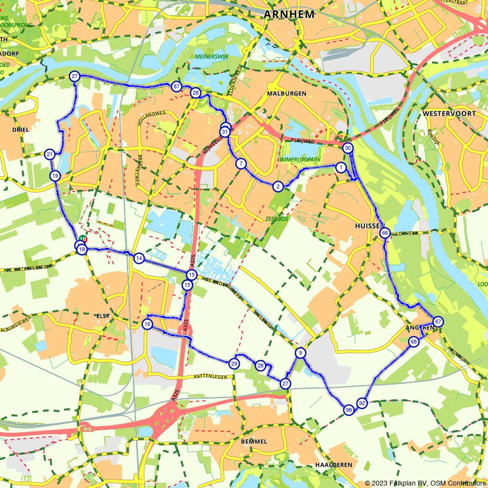 Elst, Huissen and Angeren - Overbetuwe - Cycling route | Route.nl