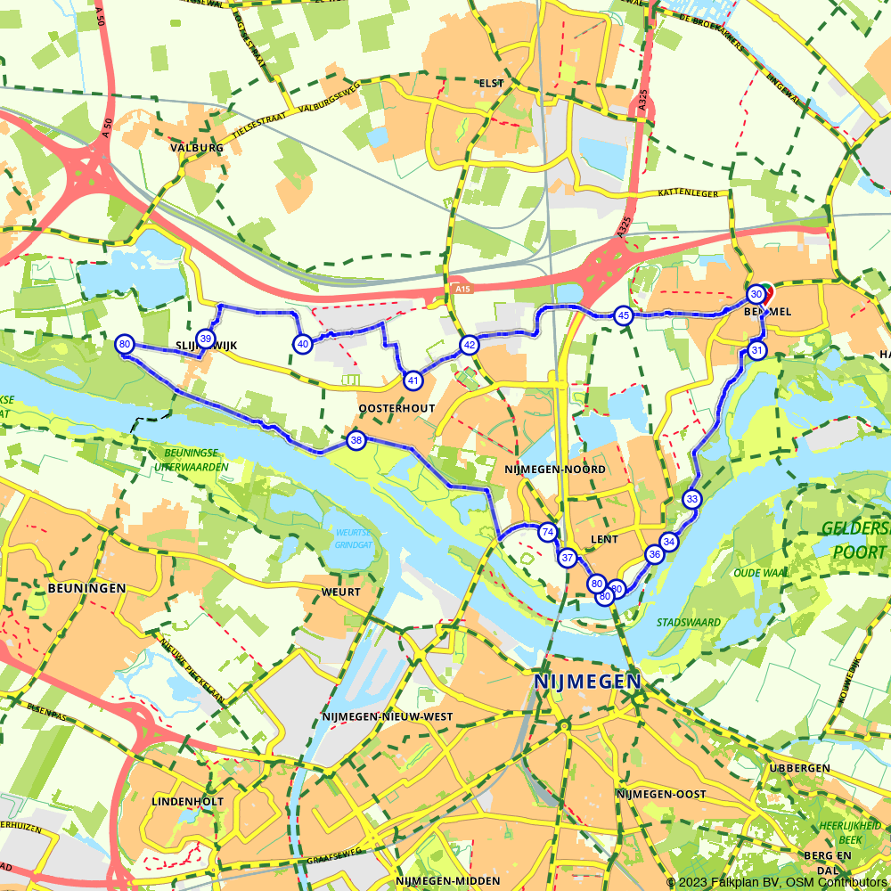 The beautiful villages above Nijmegen - Lingewaard - Cycling route ...