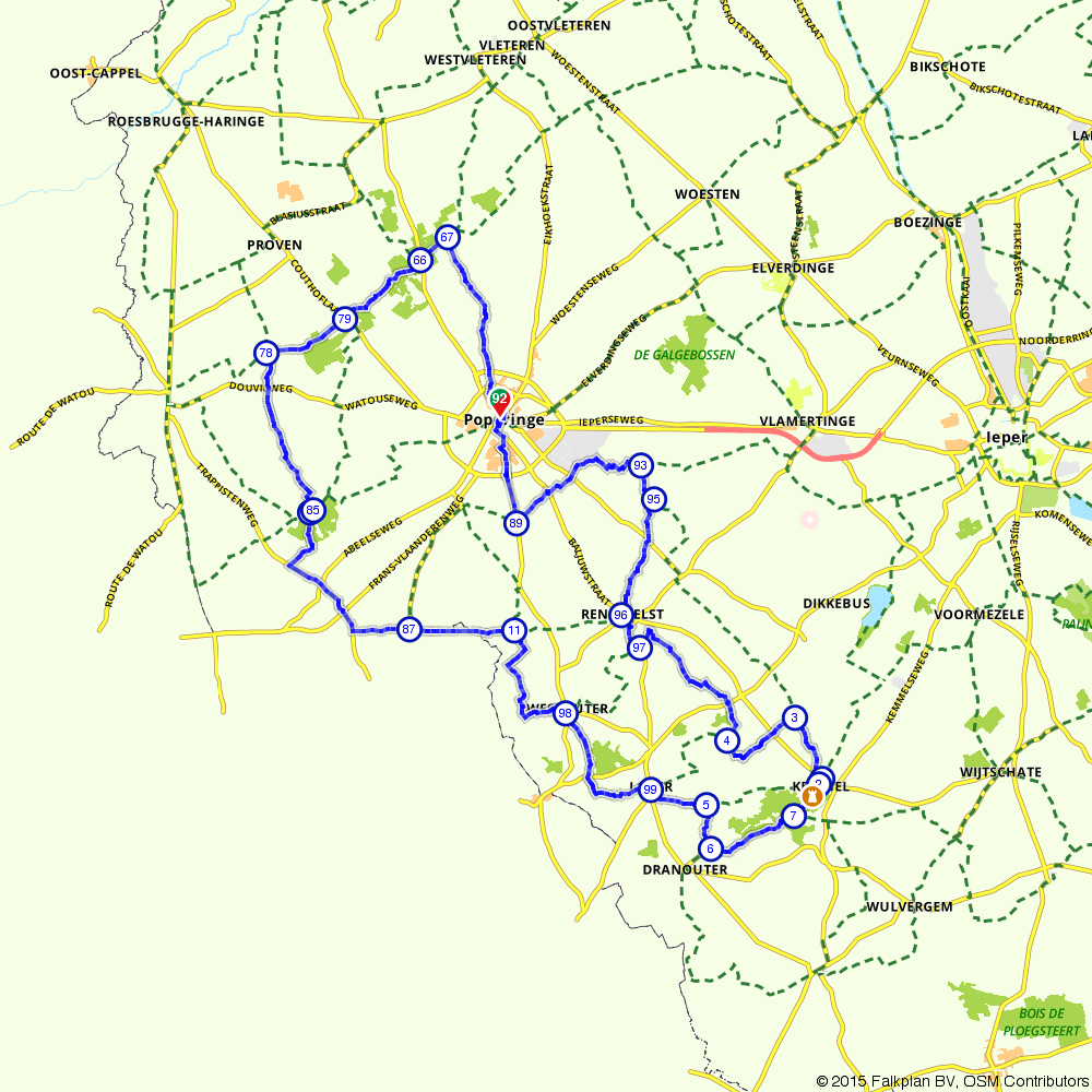 The Hills around Poperinge - Poperinge - Cycling route | Route.nl
