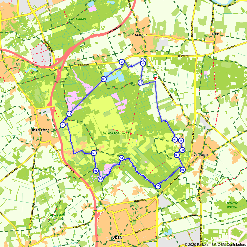 Tour of Maashorst 23 km - Landerd - Cycling route | Route.nl