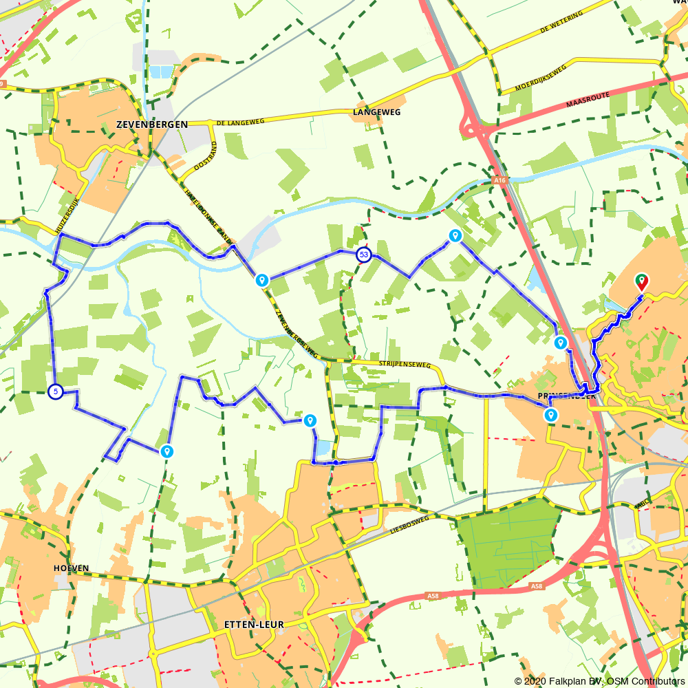 Round trip towards Zwartenberg back via Prinsenbeek - Breda - Cycling ...