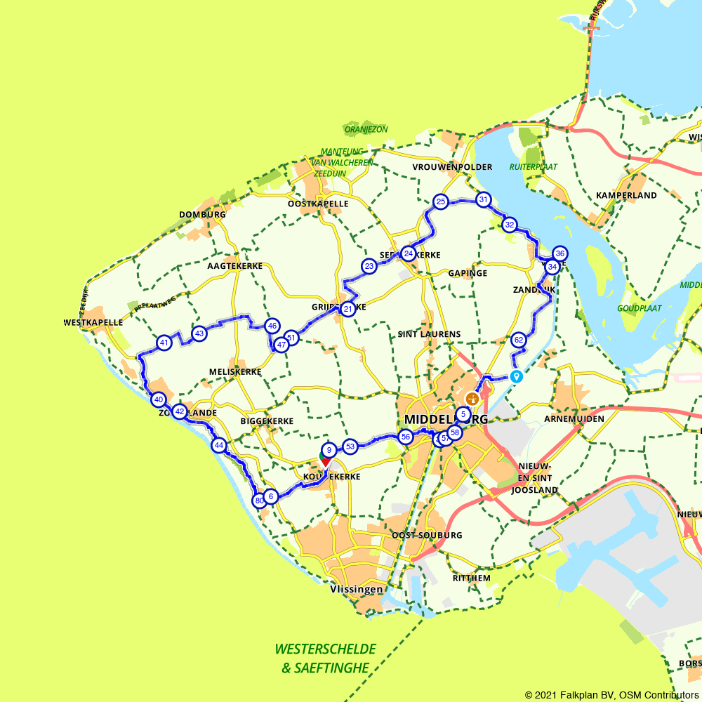 From Zoutelande to Middelburg and Veere - Veere - Cycling route | Route.nl