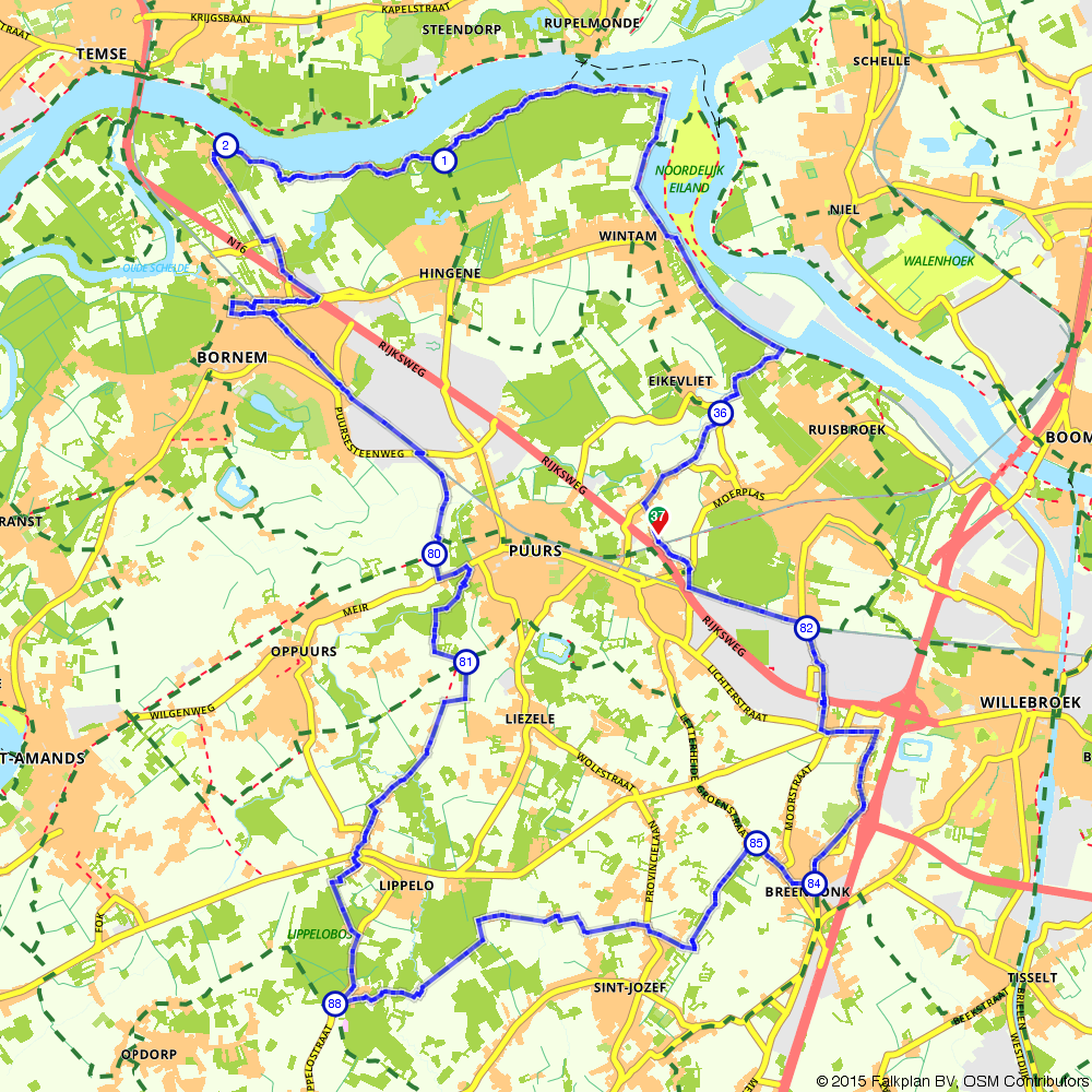 Aspergeroute - Puurs-Sint-Amands - Fietsroute | Route.nl