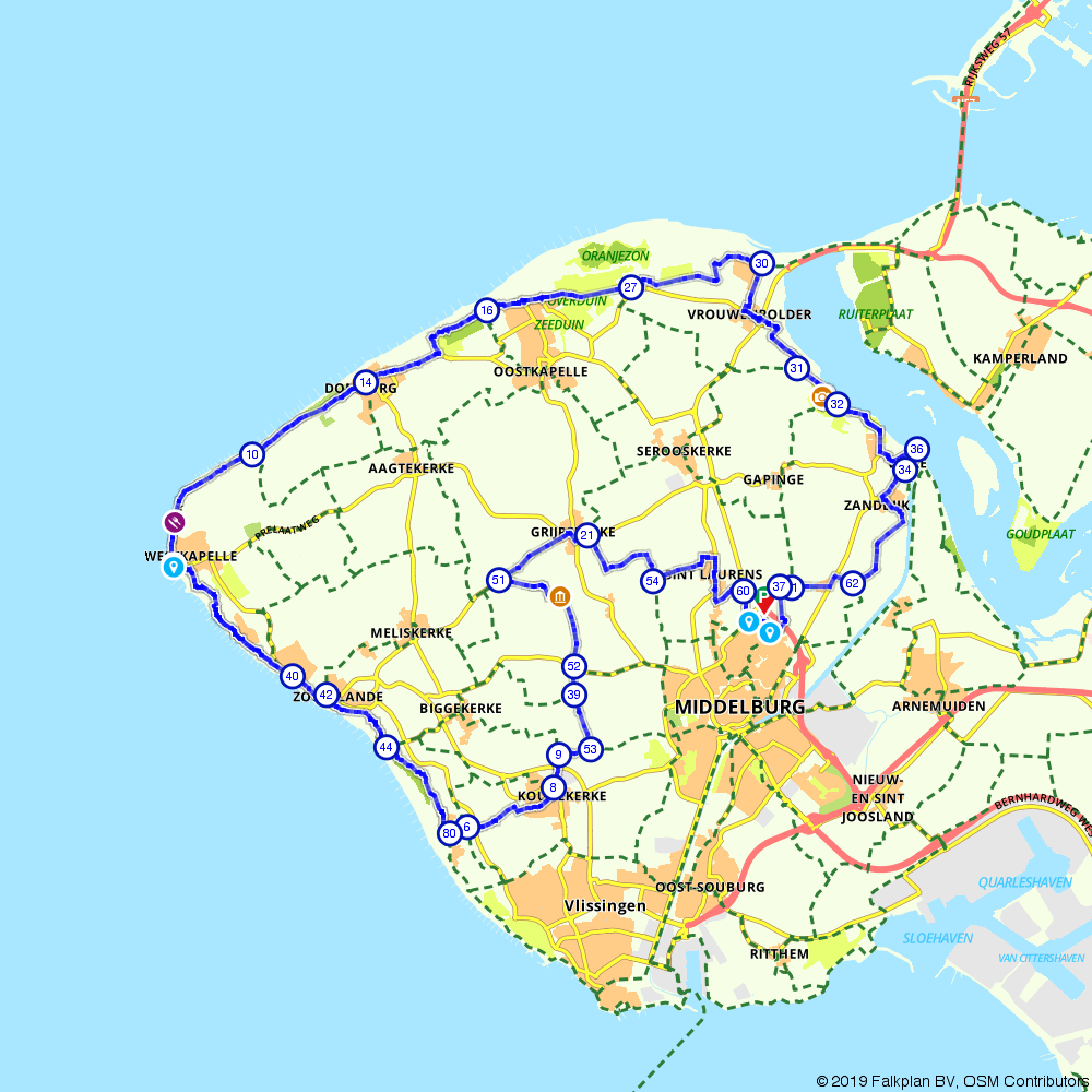 De ronde van Walcheren: kust en dorpjes - Middelburg - Fietsroute ...
