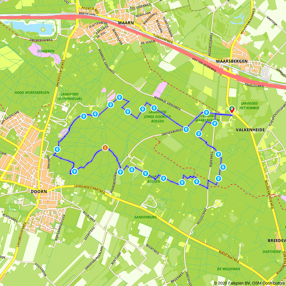 Round Maarsbergen - Utrechtse Heuvelrug - Hiking route | Route.nl