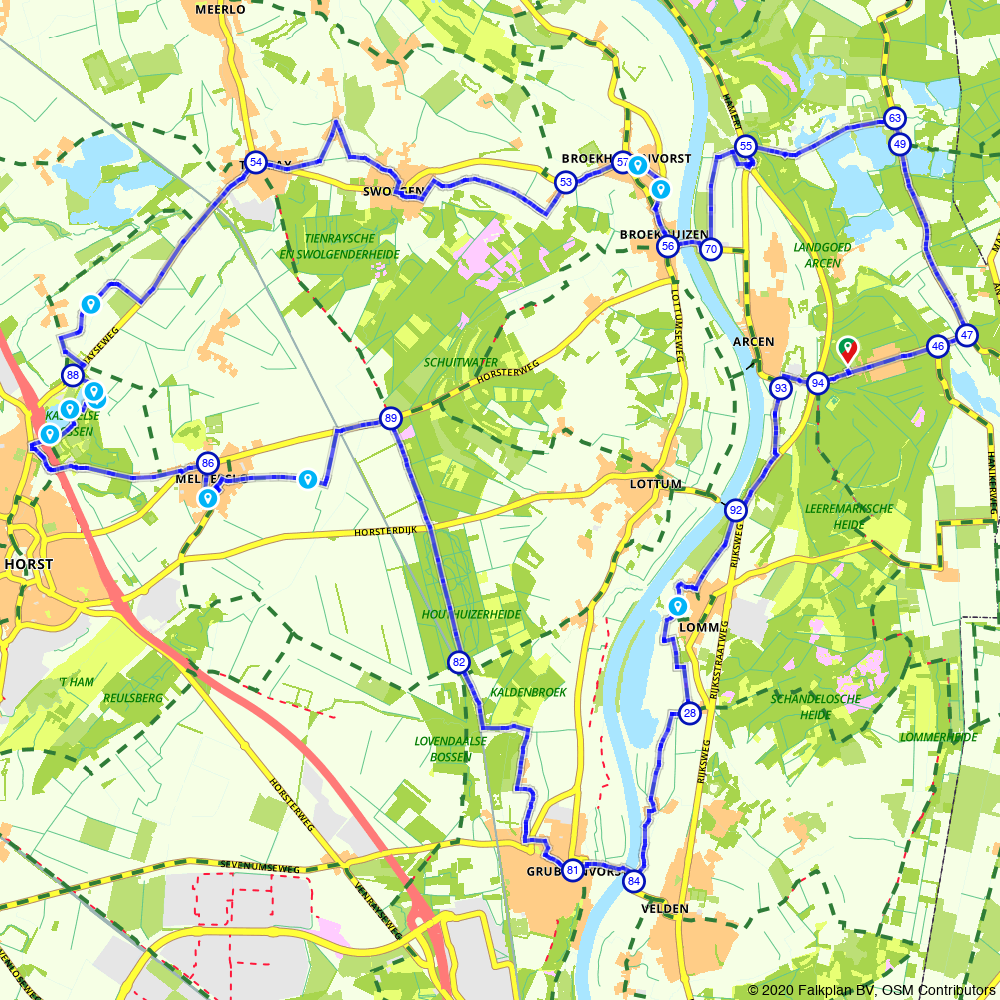 Arcen - Grubbenvorst - Arcen - Venlo - Cycling route | Route.nl