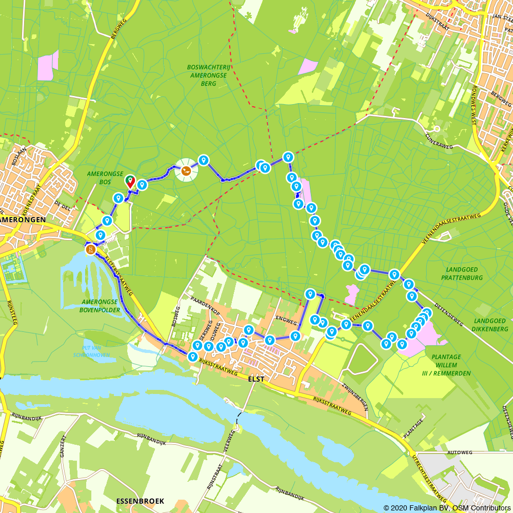 Amerongen Elst 2 - Utrechtse Heuvelrug - Hiking route | Route.nl