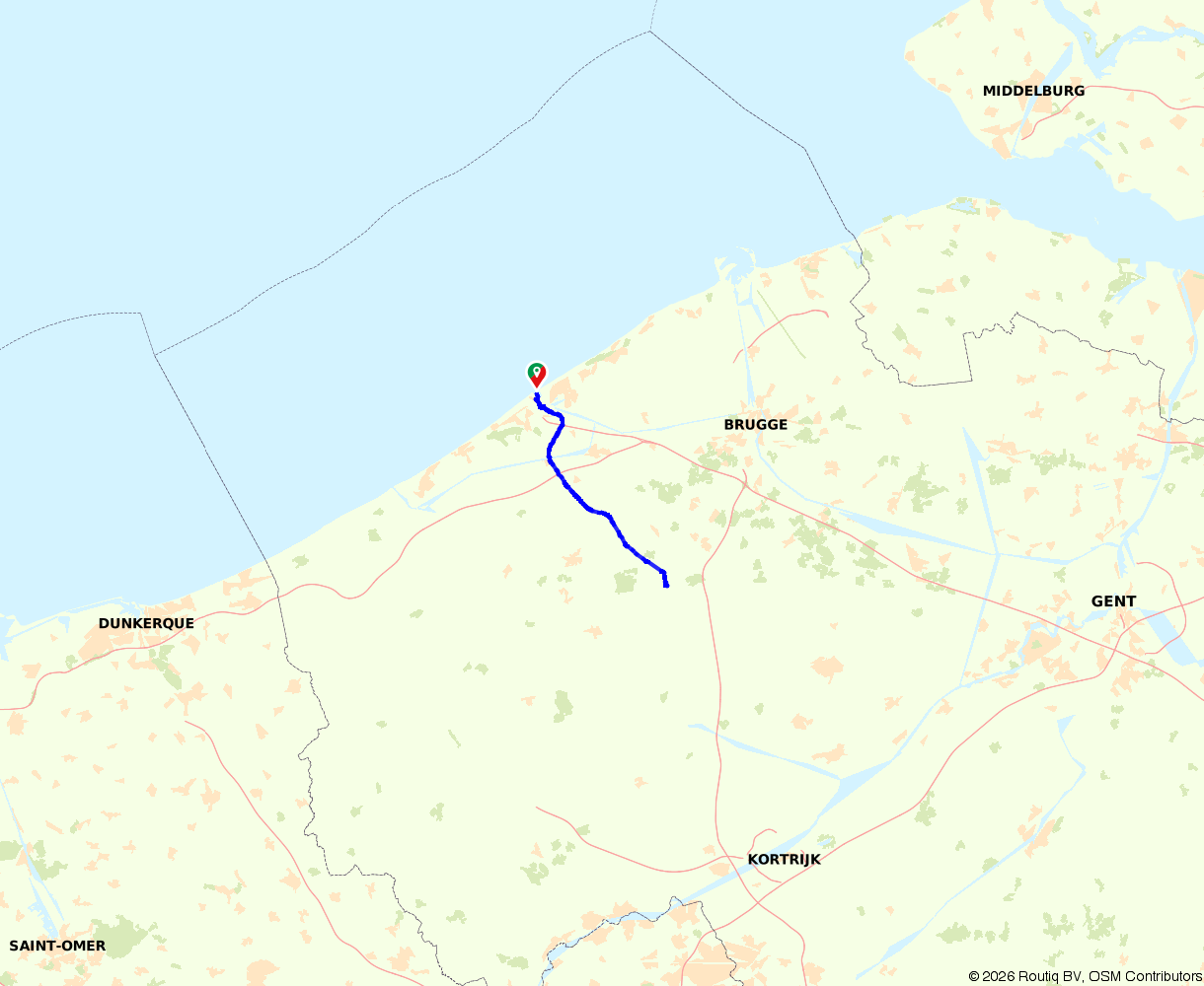 The green 62 Ostend-Torhout - Ostend - Cycling route | Route.nl