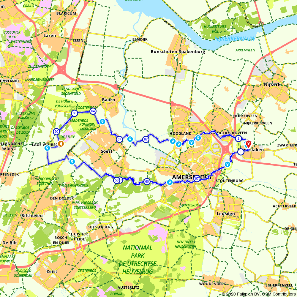 Tour Hoevelaken - Soesterduinen - Lage Vuursche (46.1km) - Nijkerk ...
