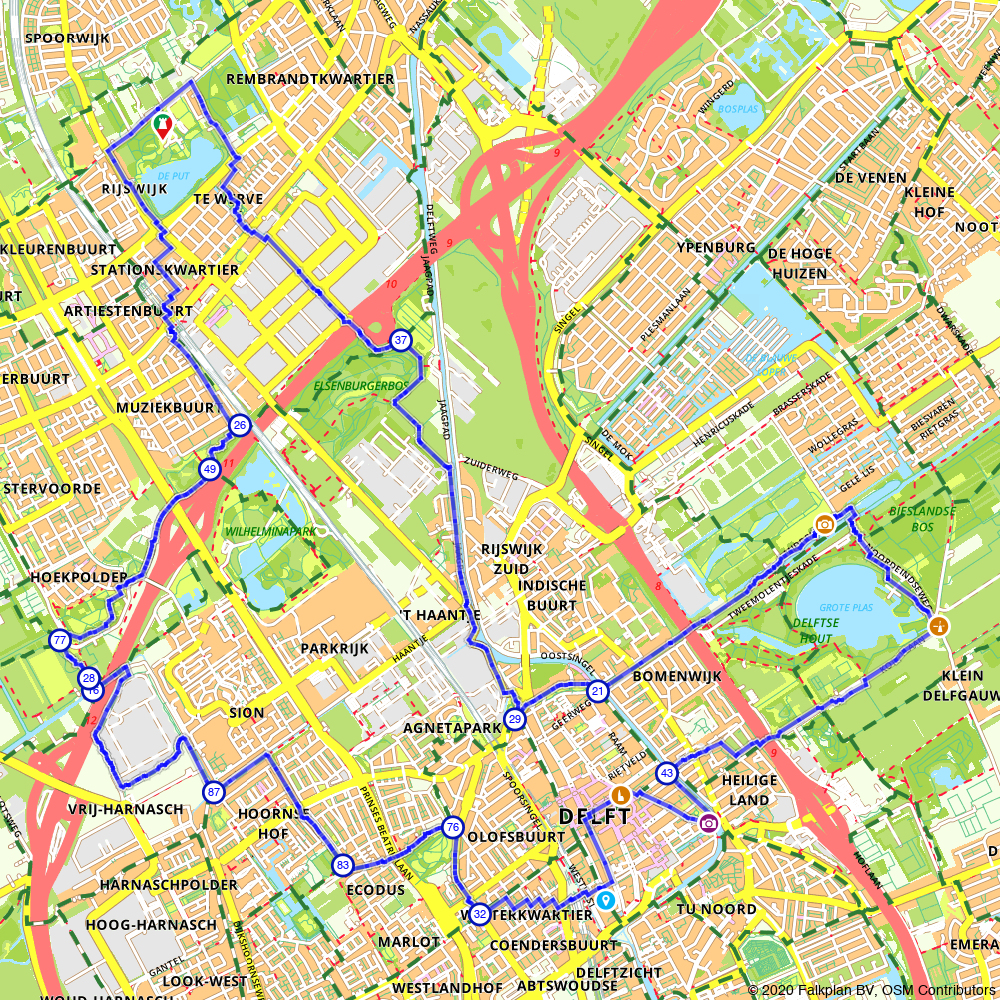 Rijswijk-Delft - Rijswijk - Hiking route | Route.nl
