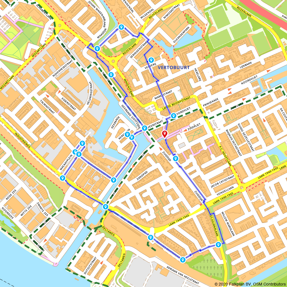 1666376 Green trees route through Maassluis